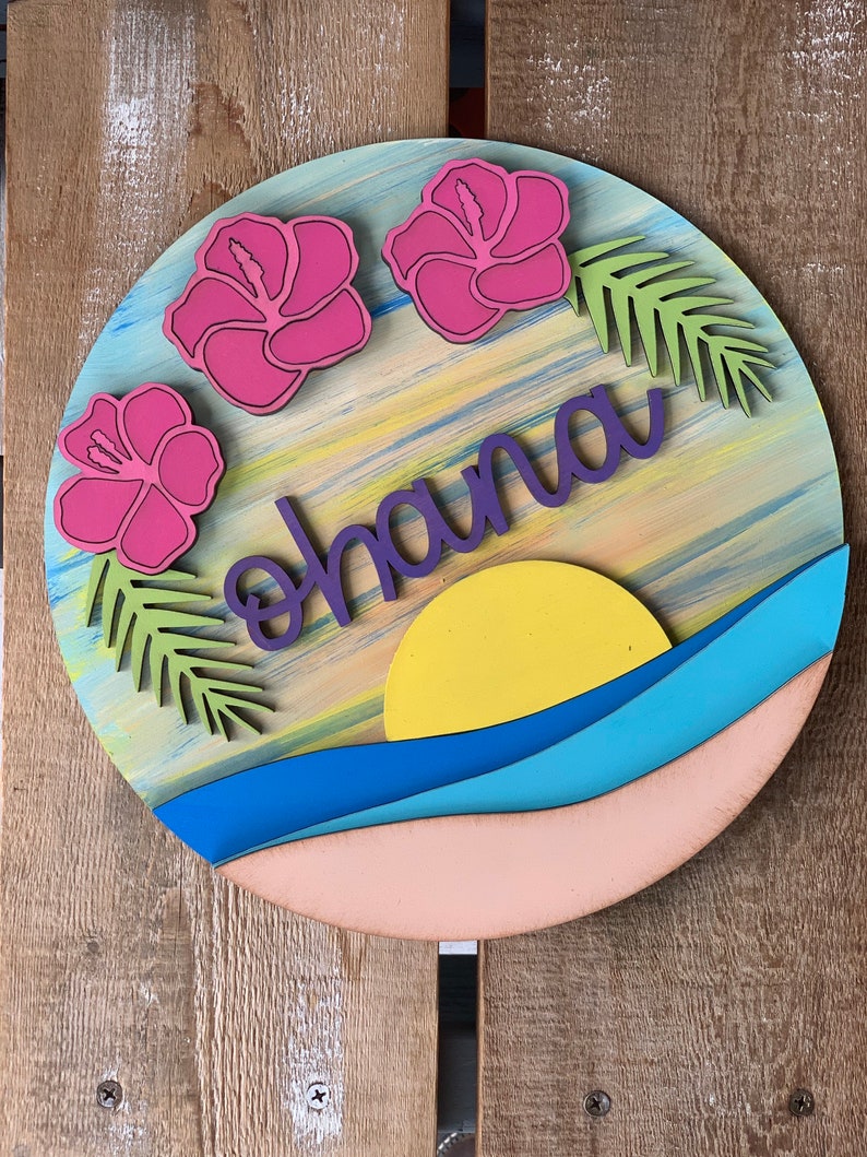 Ohana 3D Layered Round Wall Sign - Etsy