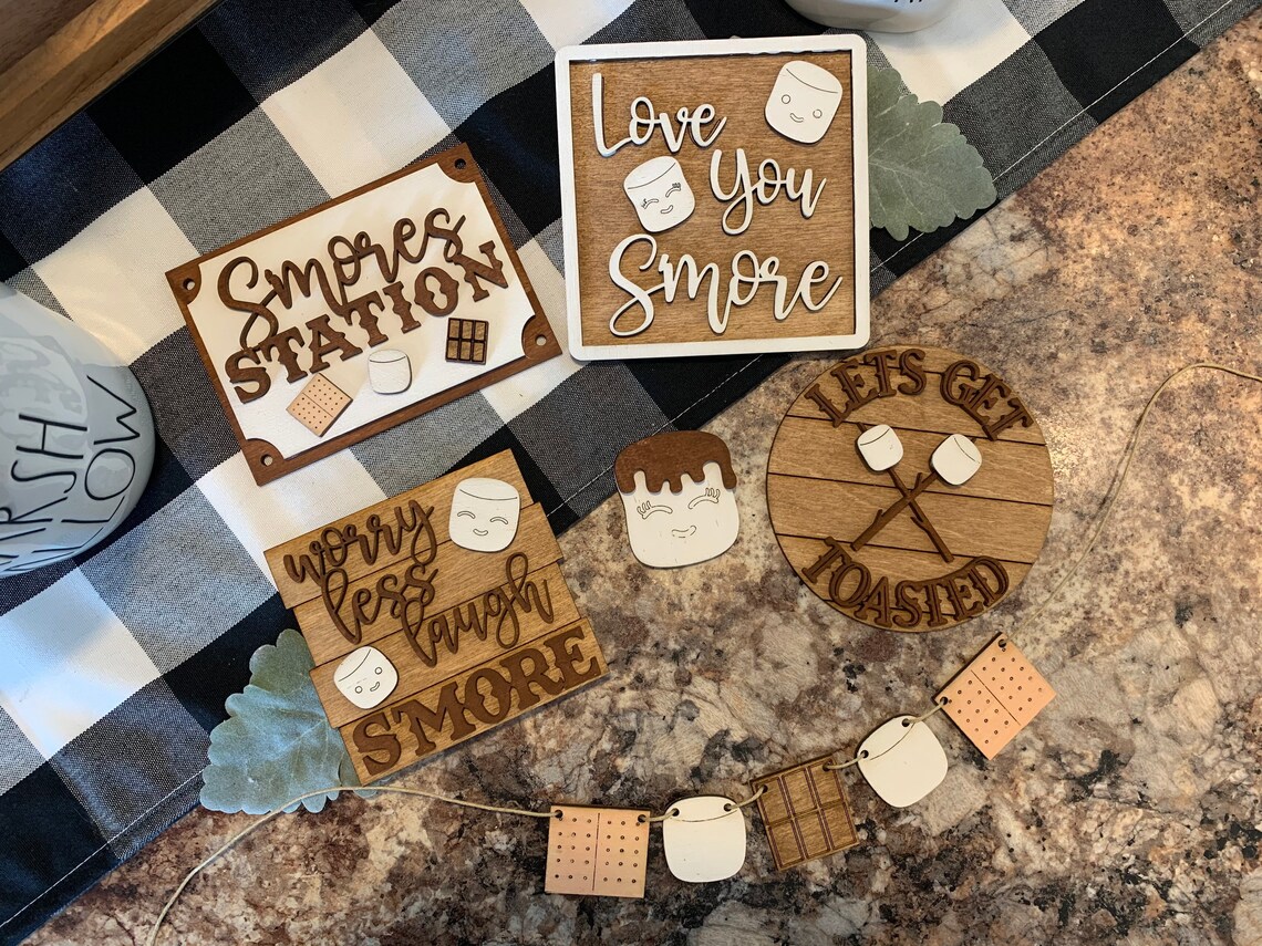 S’mores Tiered Tray Decor Finished/unfinished - Etsy