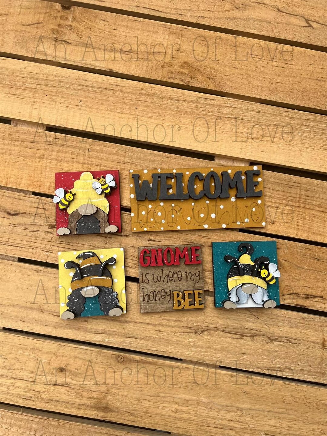 Mini Interchangeable Tile Honeybee Gnomes- Summer Ladder- Mini Leaning ...