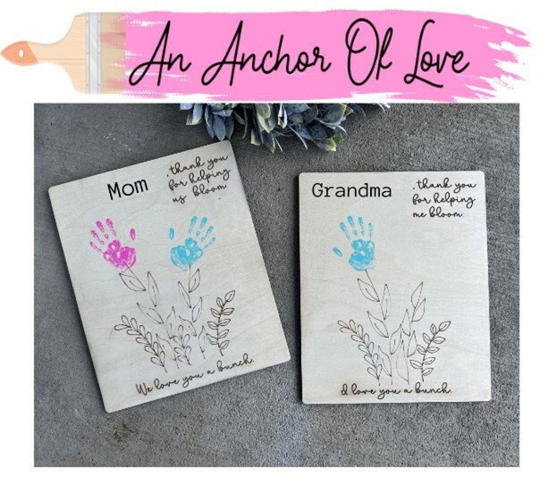 Custom Handprint Sign for Mother's Day Gift DIY Handprint Sign Flowers ...