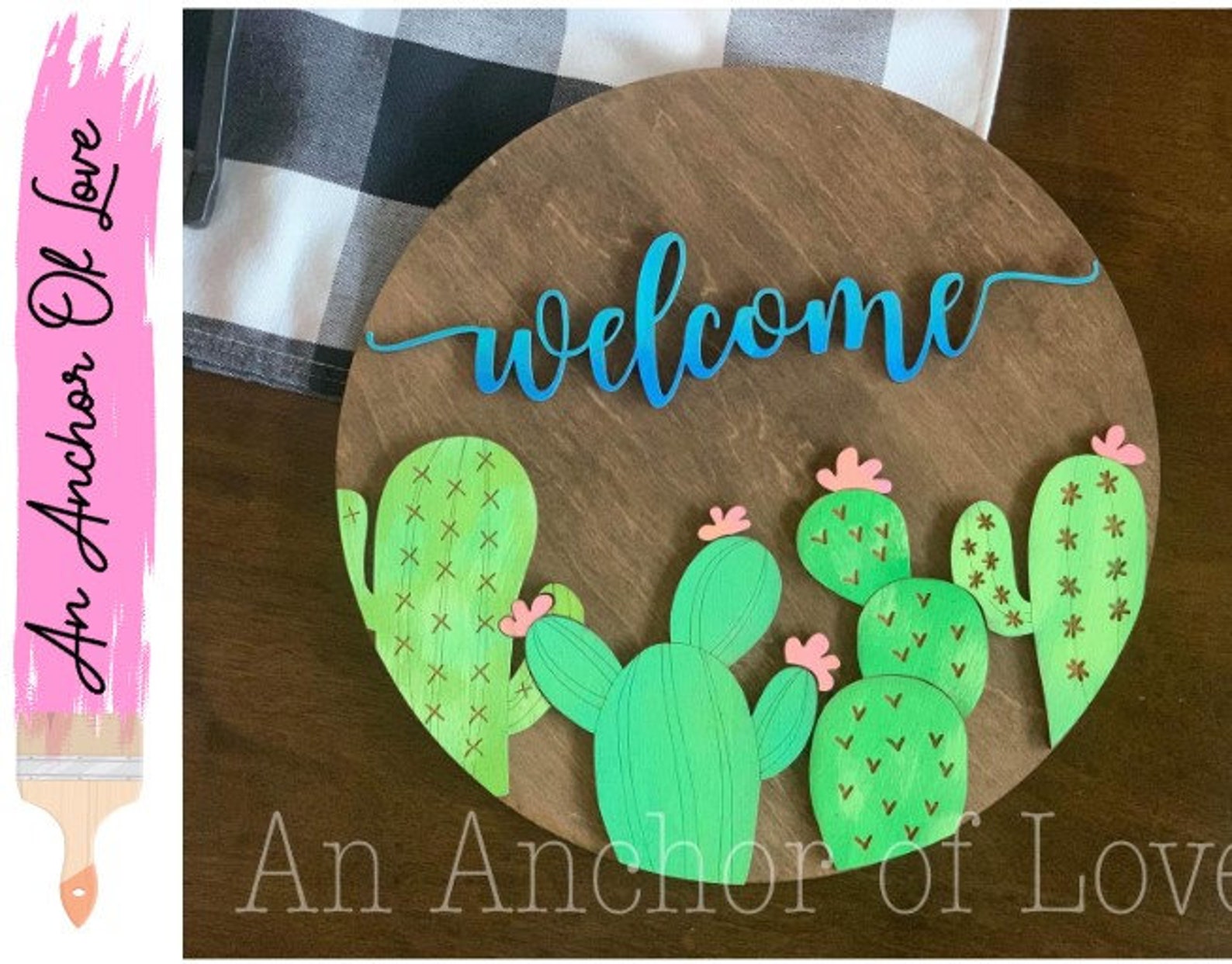 Welcome Cactus Door Round/ Cactus Decor / Tray Signs / Tray - Etsy