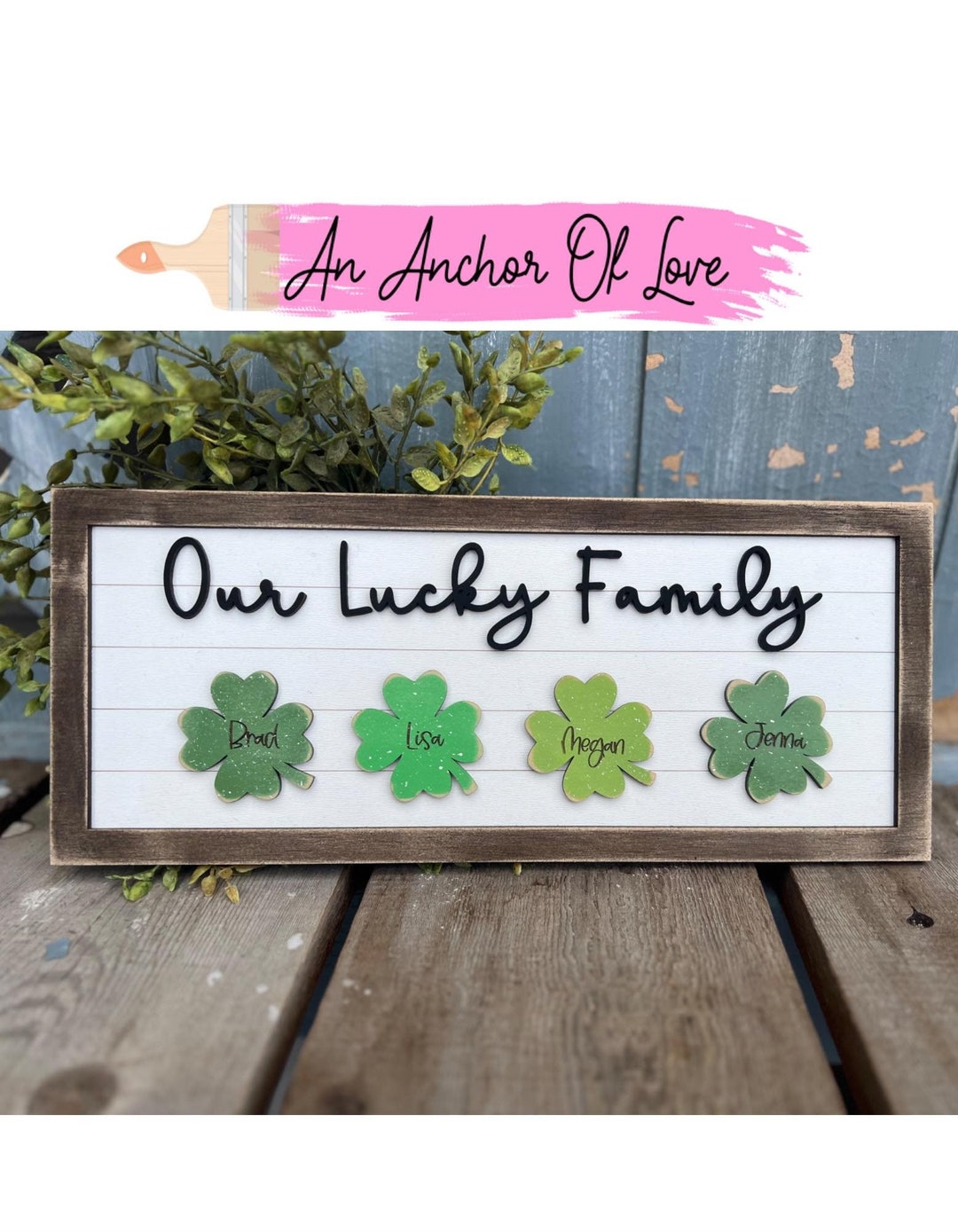 Personalized Shamrock Family Sign - Engraved Lucky Decor - Etsy