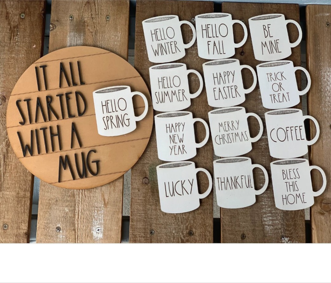 Rae Dunn Inspired Wall Hanging With Interchangeable Mugs - Etsy