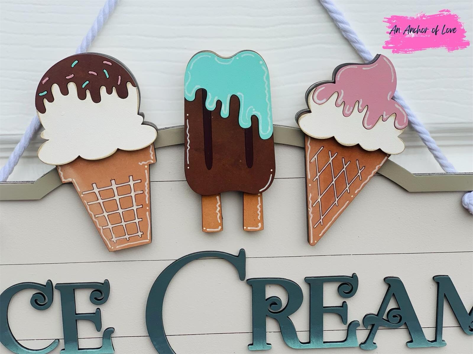 Ice Cream Shop Vintage Style Sign / Tiered Tray Decor / Ice Cream Sign ...