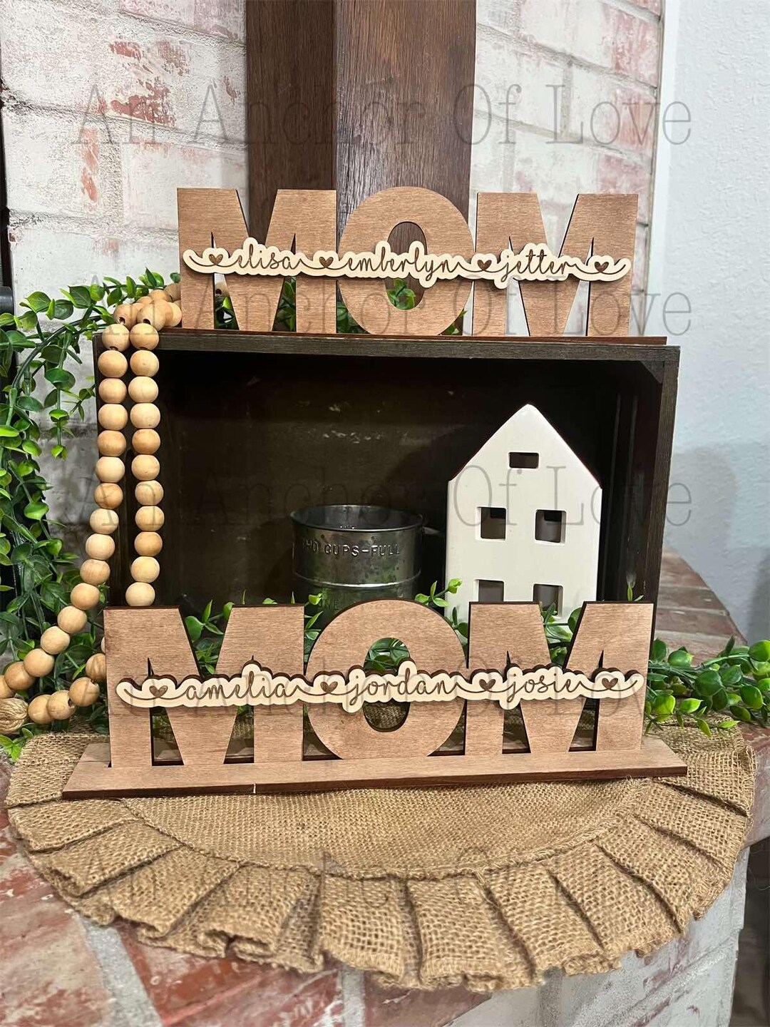 Personalized Mom Sign With Kids Names: Engraved Birch Wood Gift - Etsy