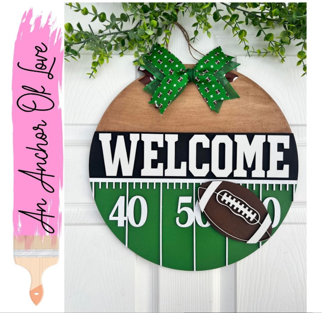 Football Welcome Door Hanger-15 Inch Football Themed Door Hanger - Etsy