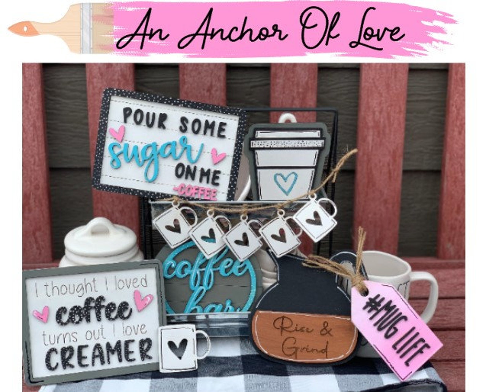 Coffee Themed Tiered Tray Set - Etsy