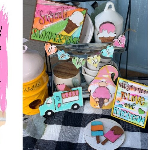 Ice Cream Cone Tiered Tray Summer Tier Tray Ice Cream Decor - Etsy