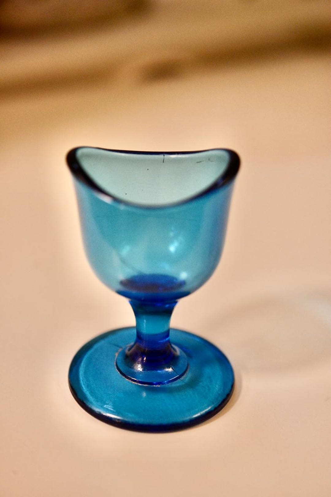 Vintage Blue Glass Eyeglass; Blue Eyecup; Collectible Blue Eye Cup ...