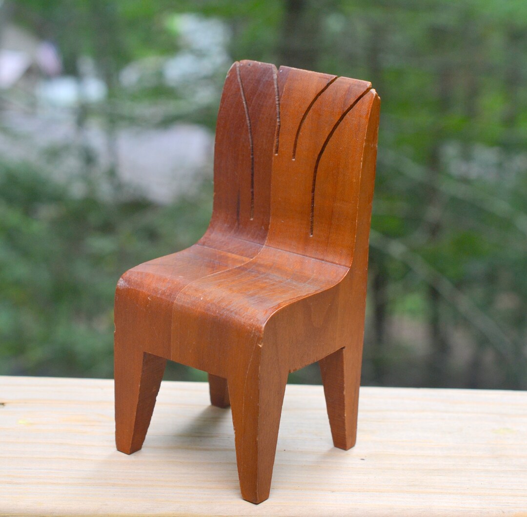 Miniature Wood Chair Bookshelf Ornament Tiny Wooden Chair, MCM Style ...