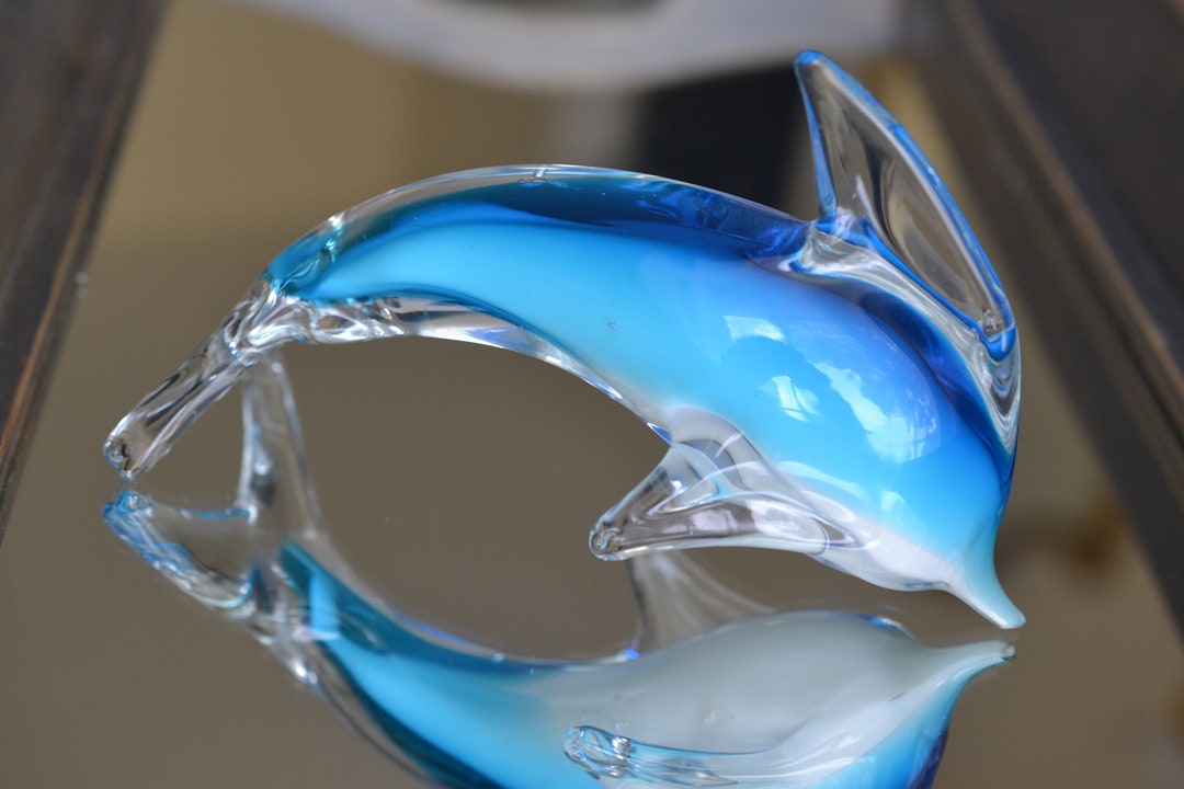 Vintage Glass Blue Dolphin, Nautical Decor, Nautical Dolphin, Shore ...