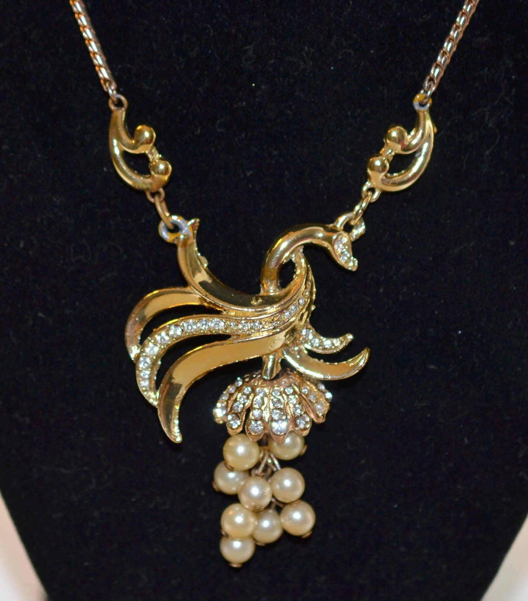 Mid Century Extravagant Peacock Style Neck Necklace, Collar Necklace ...