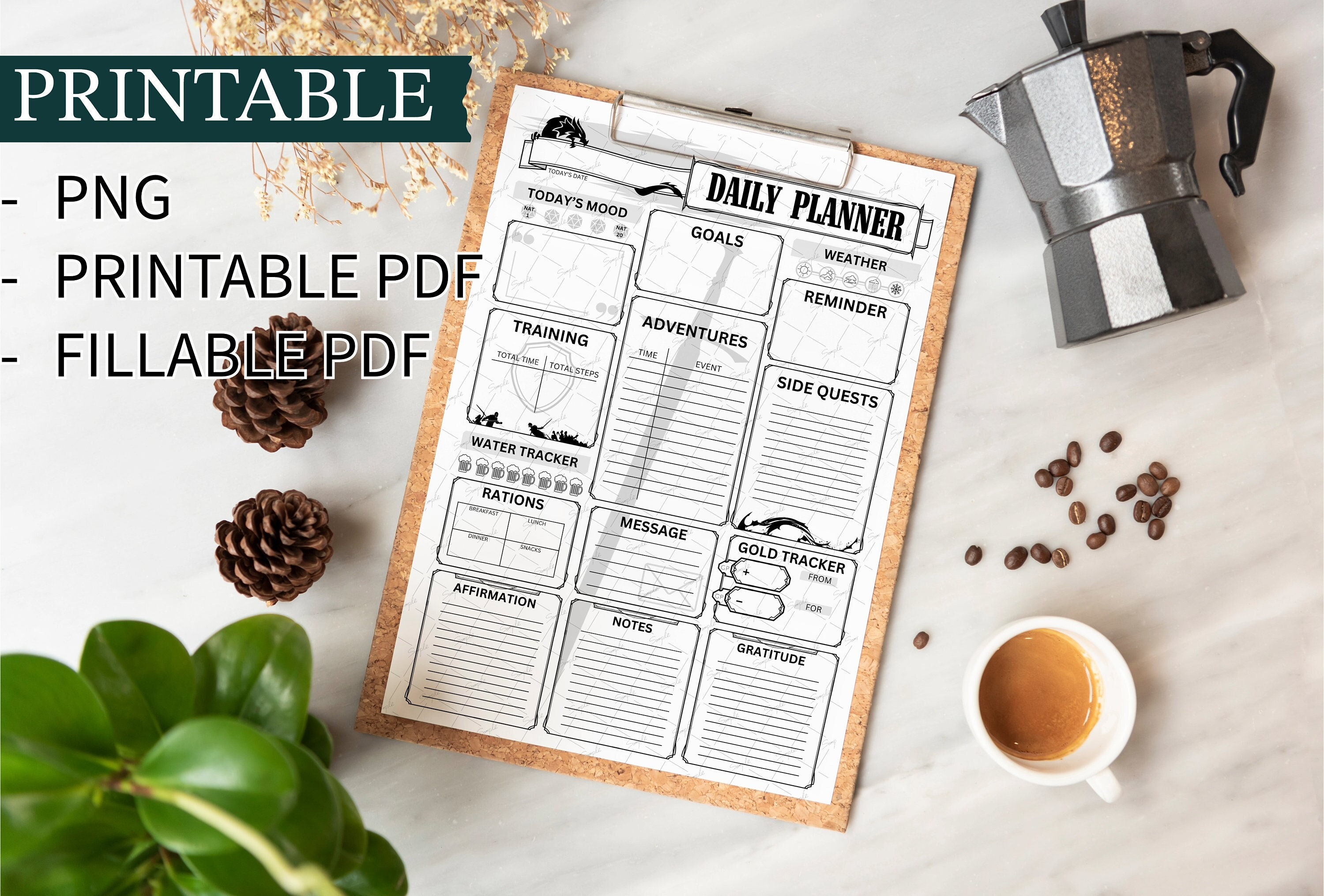 Dnd Classic Daily Planner (printable / PDF Fillable ) DIGITAL DOWNLOAD ...