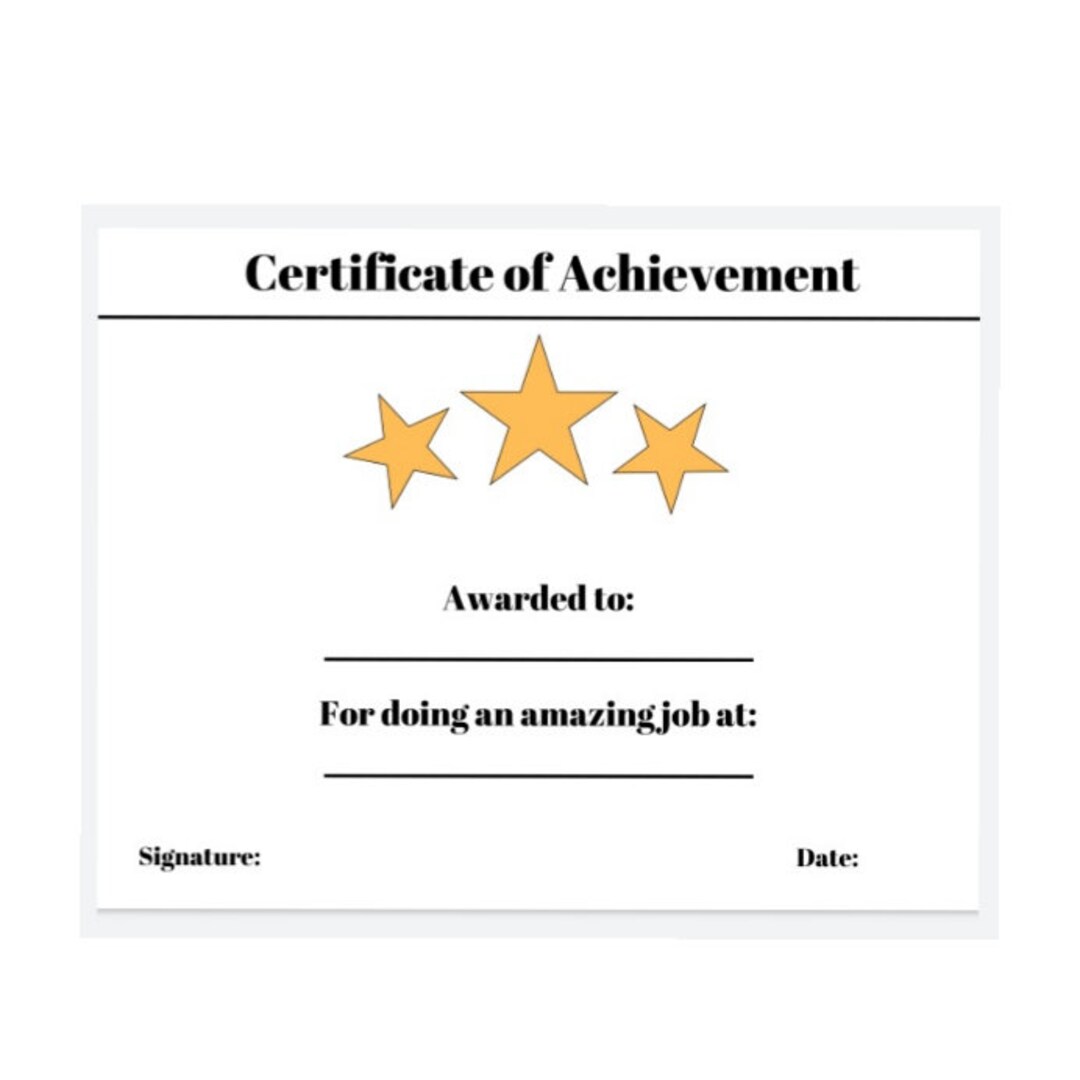 Stars Certificate Template-digital - Etsy