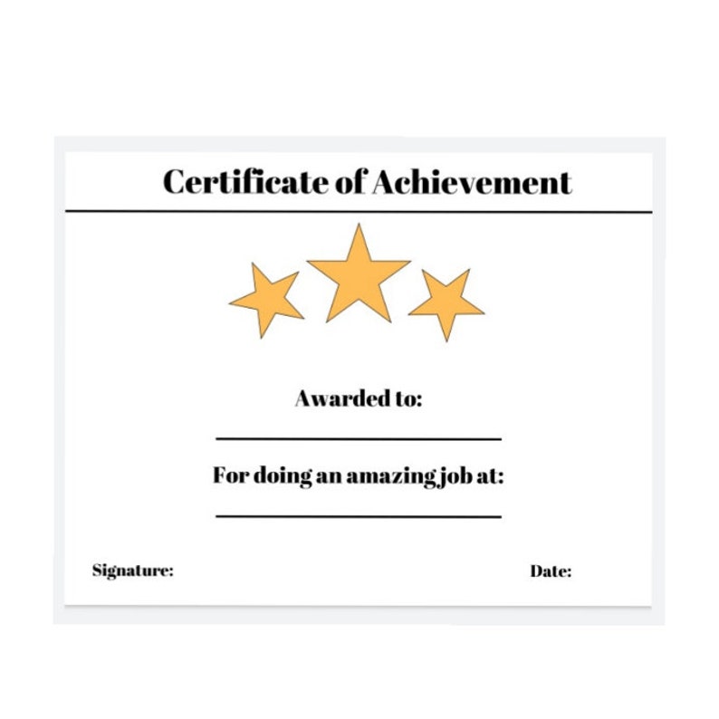 Stars Certificate Template-digital - Etsy