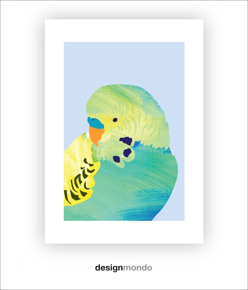 Budgie Wall Art, Nursery Prints, Green Budgerigar Printable, Printable ...