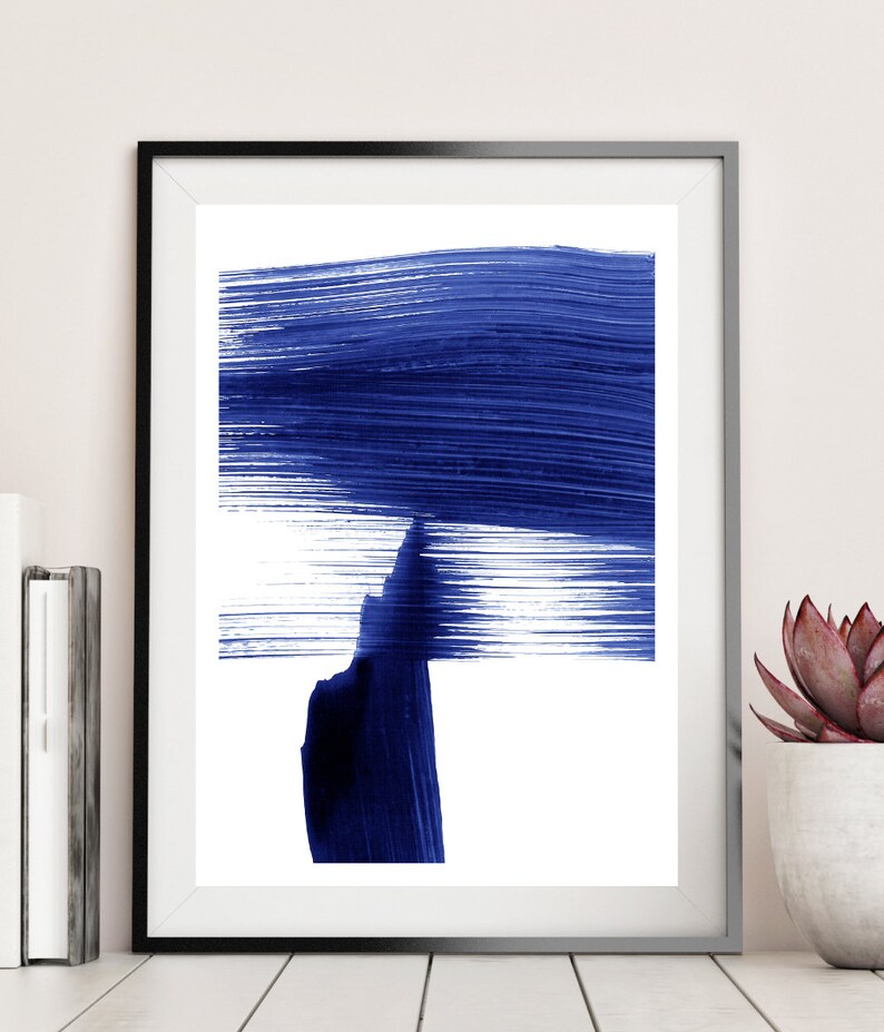Watercolour Prints Navy Blue Poster Contemporary Wall Art - Etsy