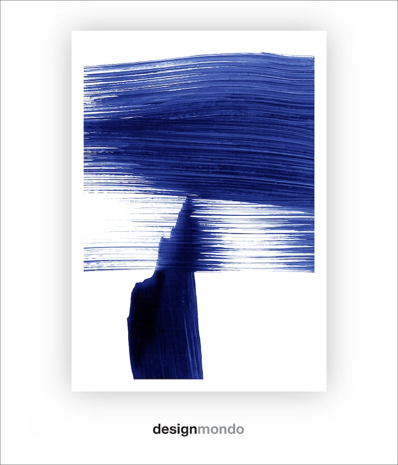 Watercolour Prints, Navy Blue Poster, Contemporary Wall Art, Modern ...