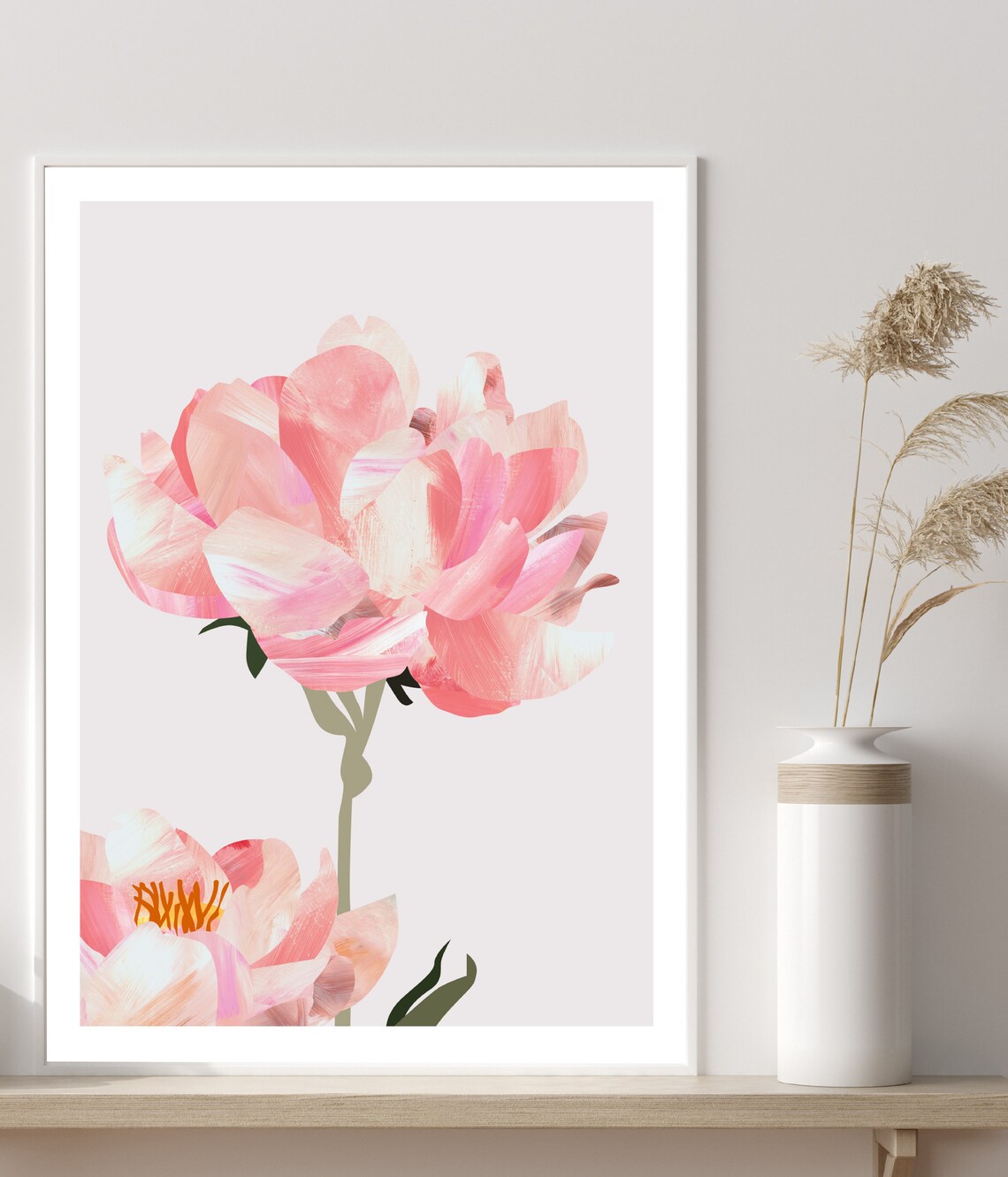 Peonies Print, Pink Peonies Wall Art, Painted Floral Prints, Soft Pink ...