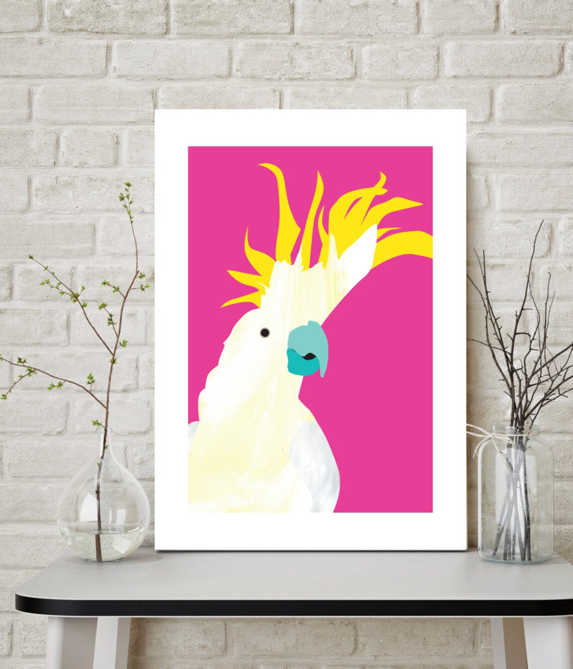 Cockatoo Prints, Cockatoo Wall Decor, Hot Pink Decor, Cockatoo ...