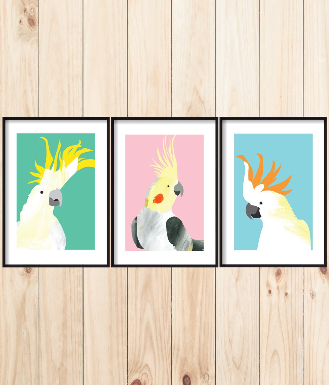 Cockatoo Print Set of 3, Cockies Wall Art, Printable Parrots, Living ...