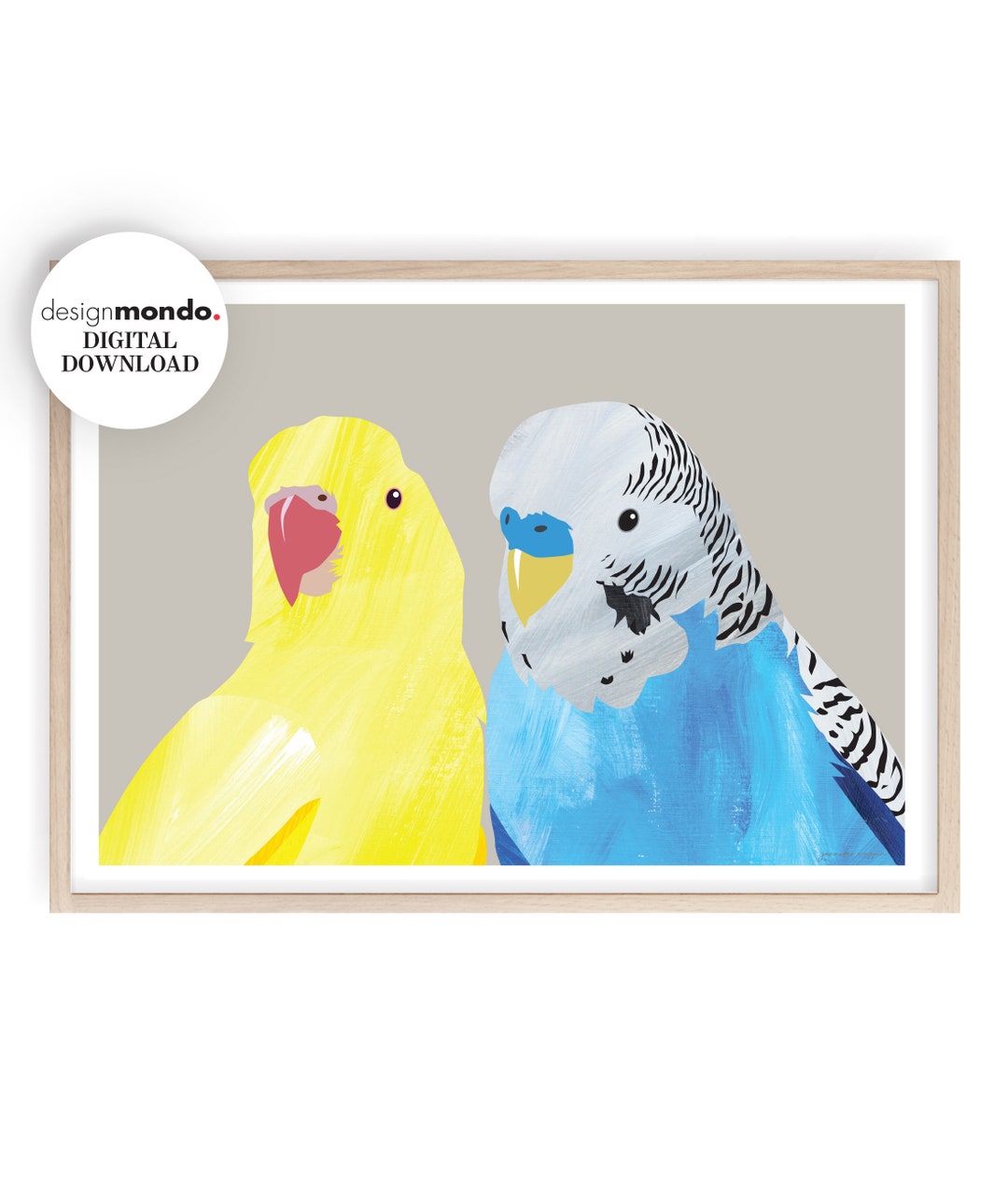 Budgerigar Prints, Bird Prints, Blue Budgie Print, Yellow Budgerigar ...