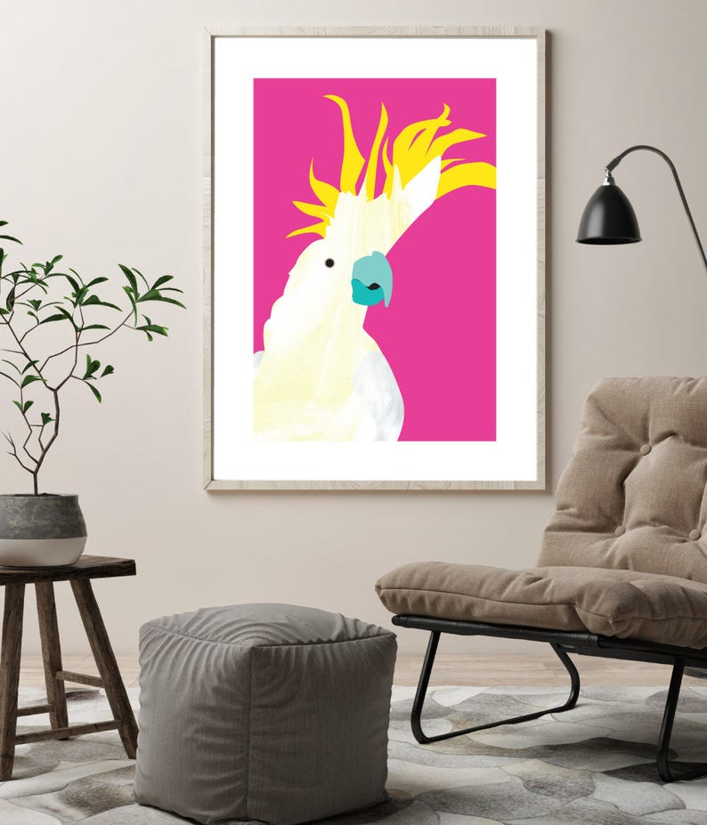 Cockatoo Prints, Cockatoo Wall Decor, Hot Pink Decor, Cockatoo ...