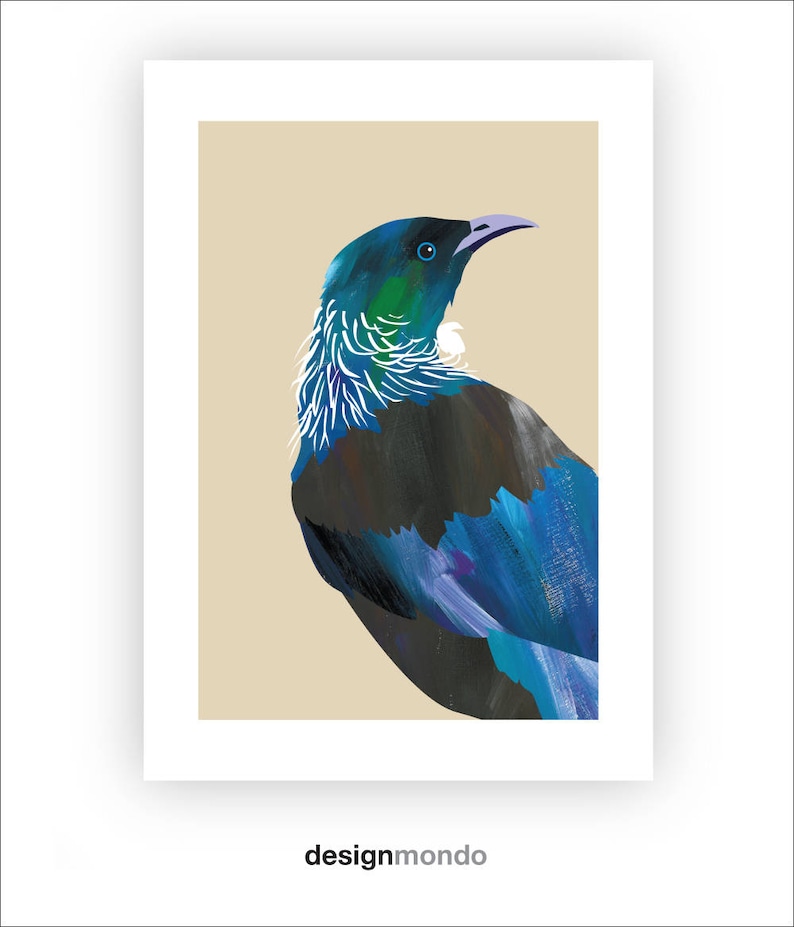 Bird Wall Art, New Zealand Native Bird Print, Tui Printable, Bird ...
