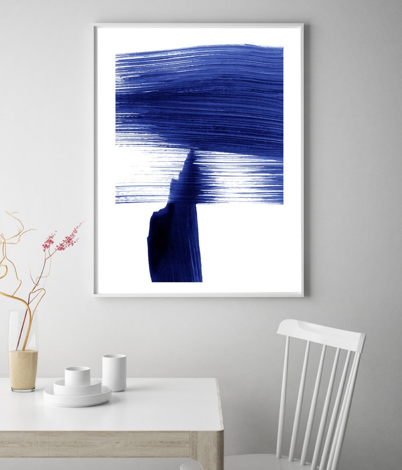 Watercolour Prints, Navy Blue Poster, Contemporary Wall Art, Modern ...