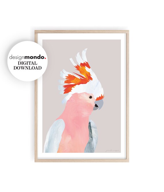 Australian Bird Print Printable Major Mitchell Cockatoo | Etsy
