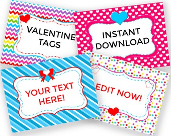 Editable Valentines Gift Tags Printable Valentine Labels | Etsy