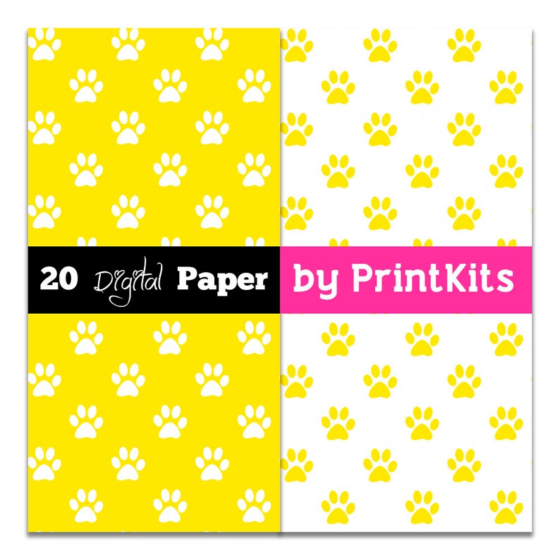 Paw Print Digital Paper Printable Paw Print Paper Basic Digital Paper ...