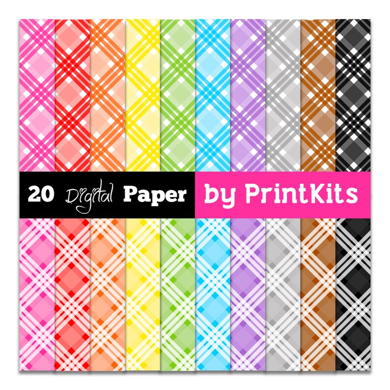 Paid Digital Paper Tartan Digital Paper Printable Paid Paper Basic ...