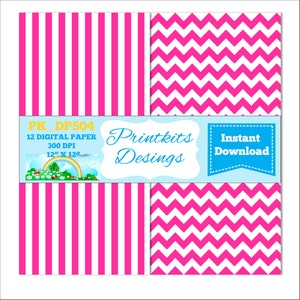 DOLLAR SALE Instant Download Chevron and Stripes Digital Scrapbook ...