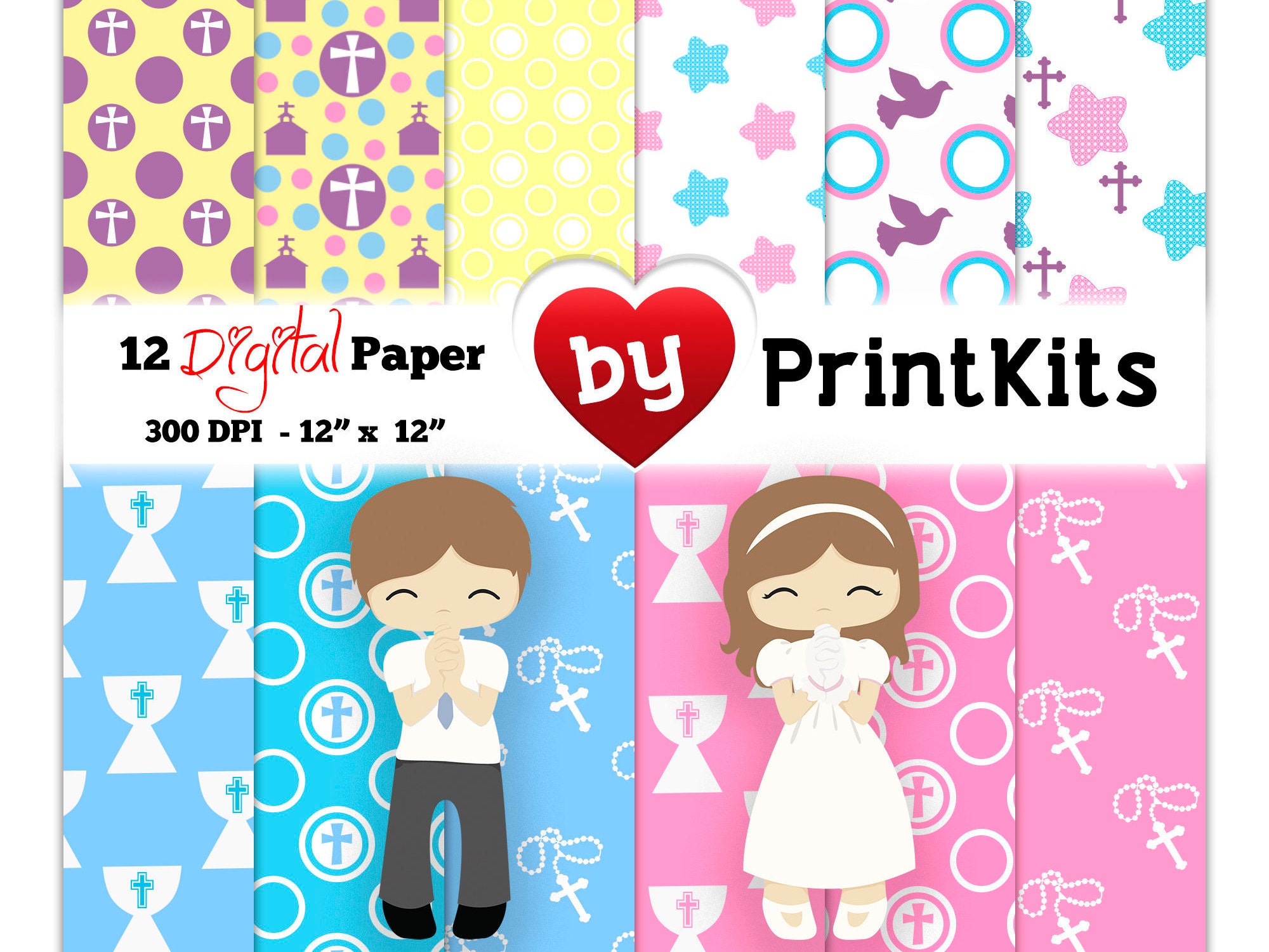 First Communion Digital Paper, Use of Creative Projects and Crafts ...