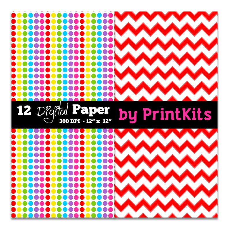 Papel Digital Multicolor Zig Zag fondos para aplicar en - Etsy España