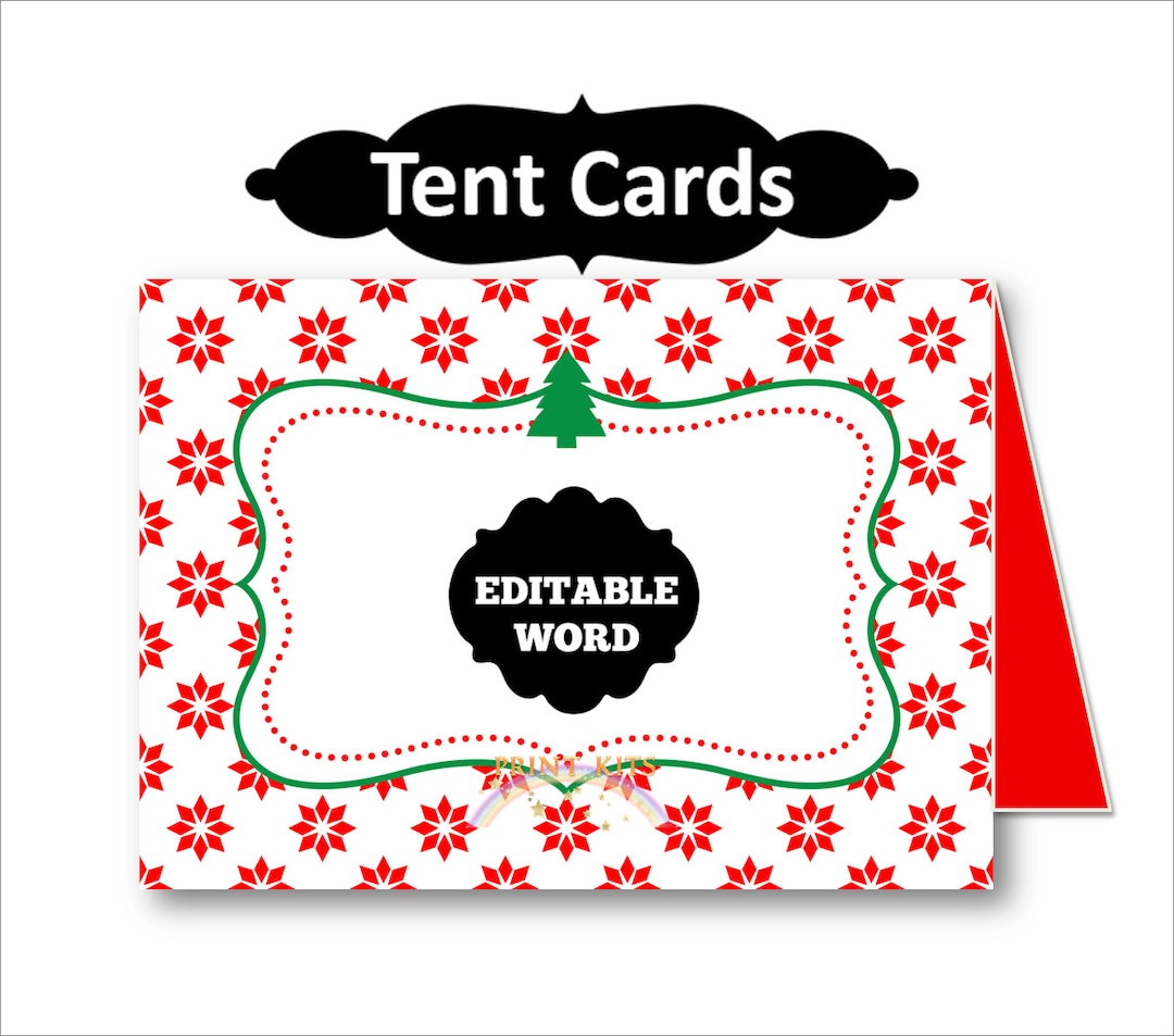 Christmas Printable Food Tent Cards. Buffet Cards. Name Tent Cards ...