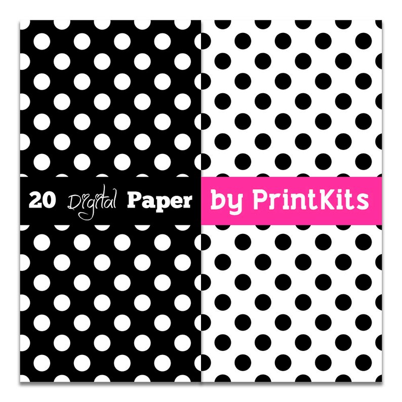 Big Polka Dot Digital Paper Printable Polka Dot Paper Basic Digital ...