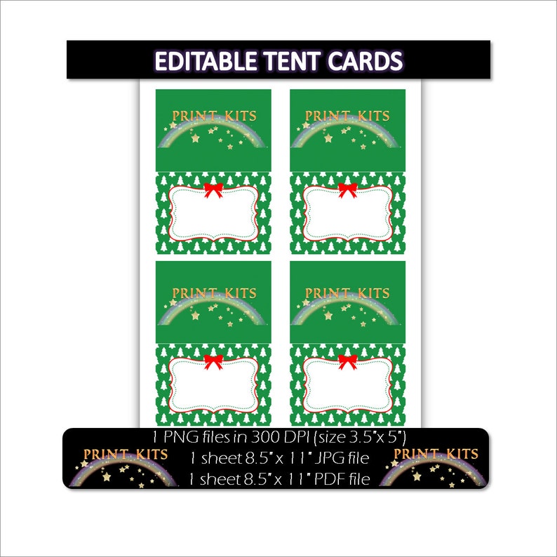 Christmas Printable Food Tent Cards. Buffet Cards. Name Tent Cards ...