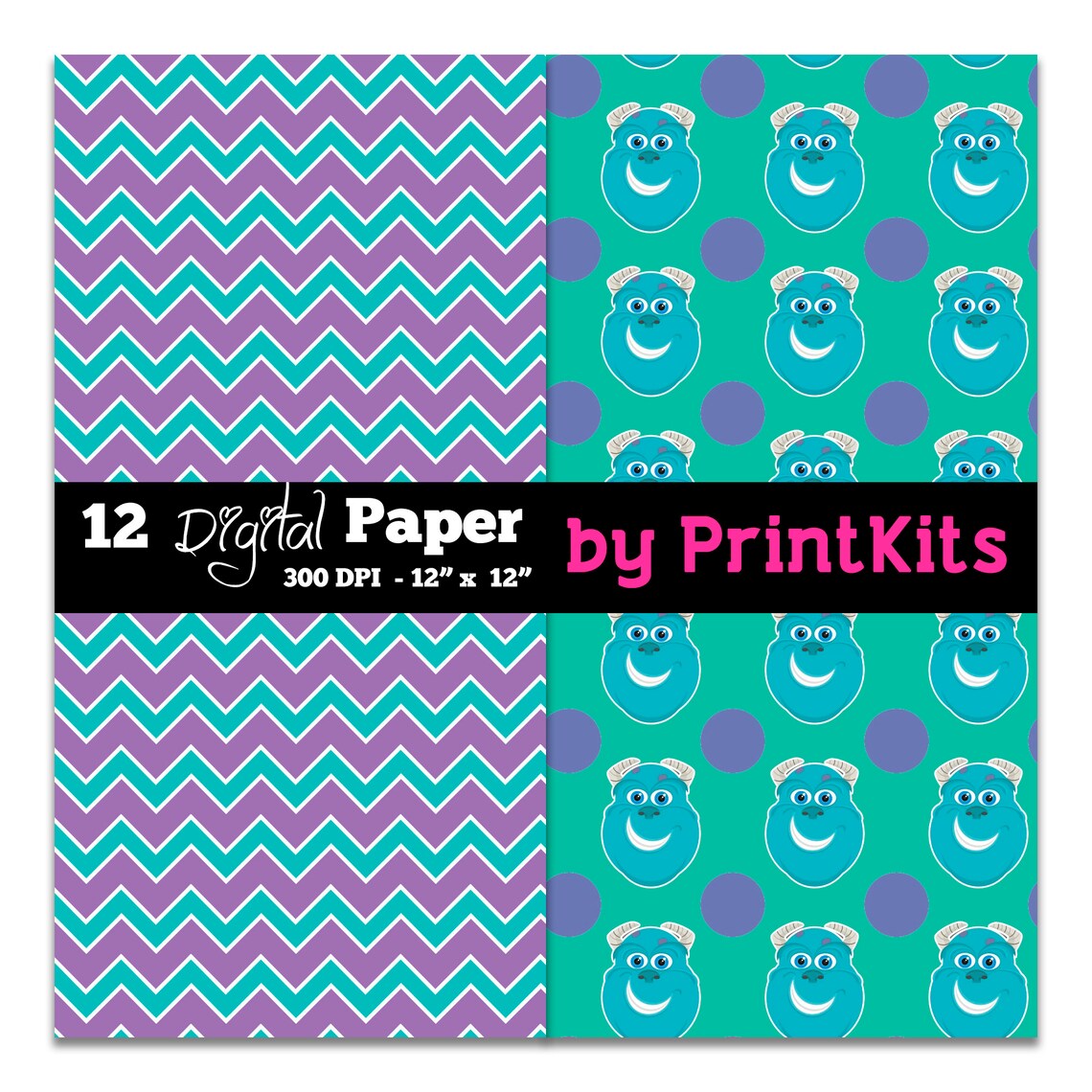 Monsters Digital Paper Pack Digital Scrapbook Paper Pack 12 X 12 Inches ...