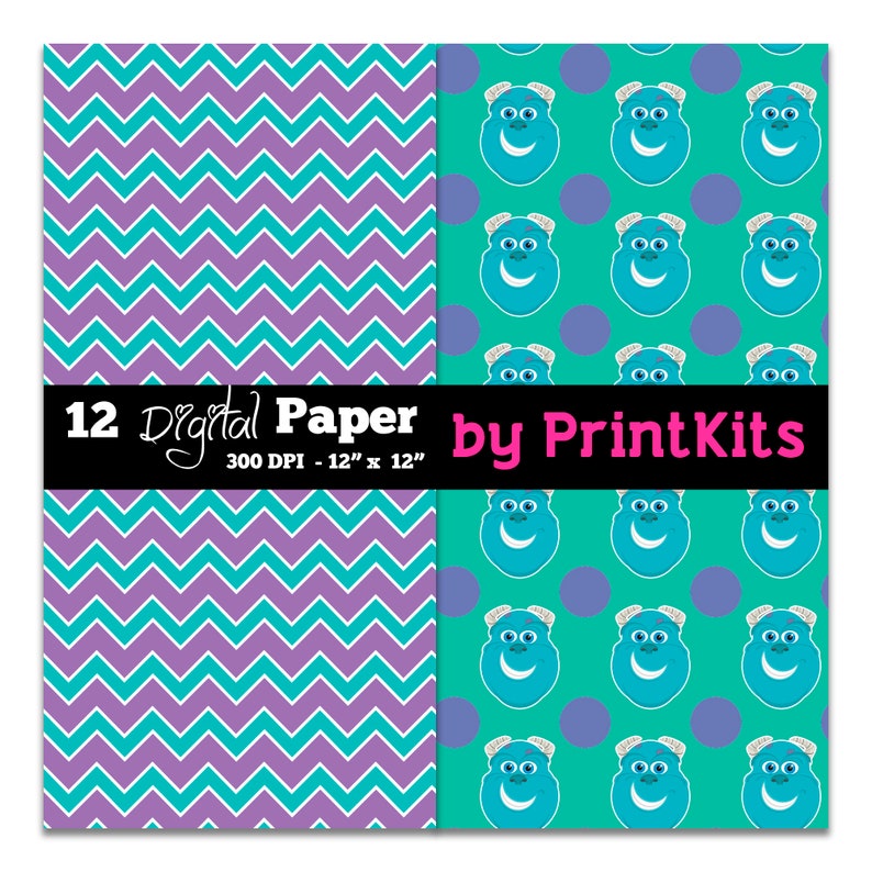 Monsters Digital Paper Pack Digital Scrapbook Paper Pack 12 X 12 Inches ...
