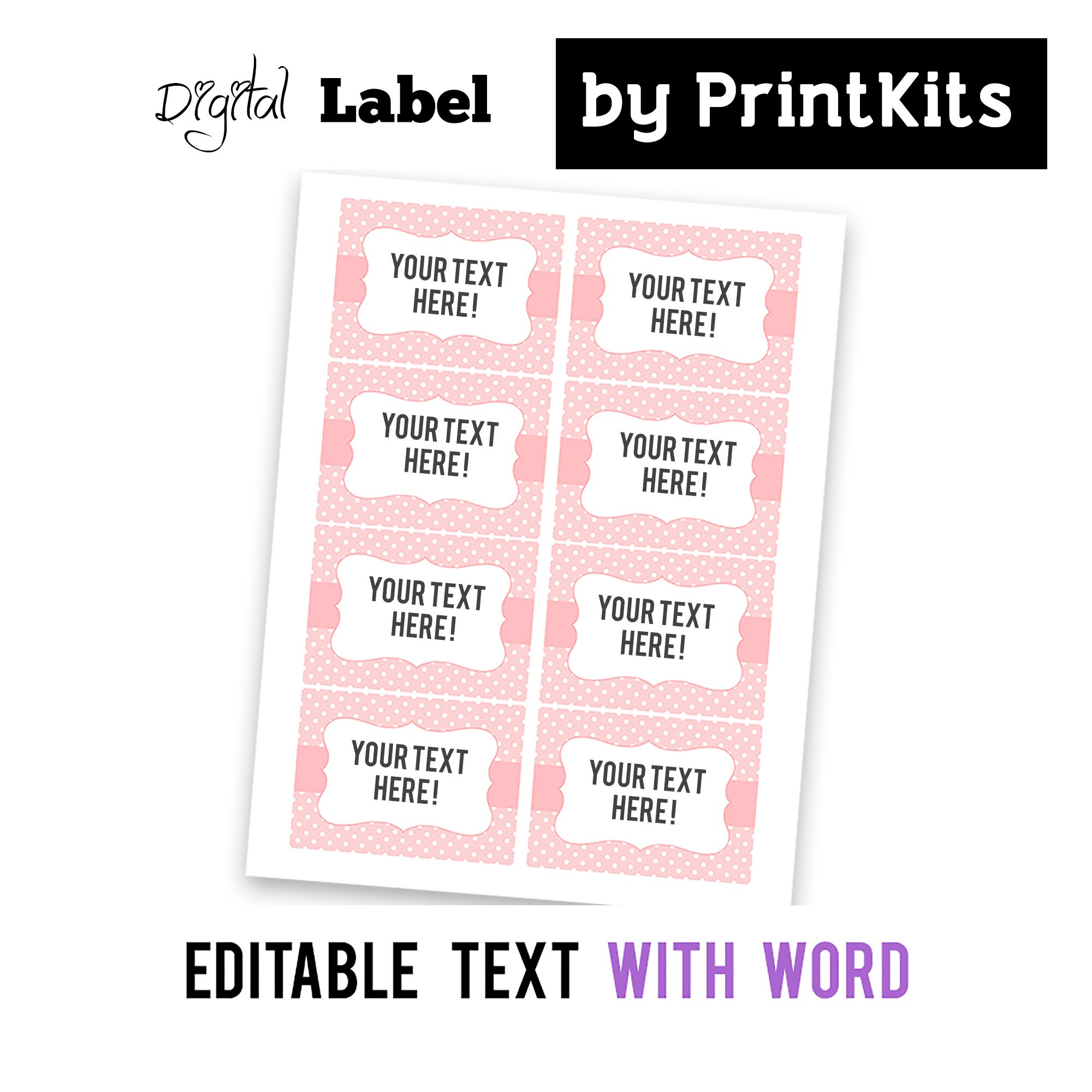 Baby Girl Labels Pink Drawer Labels Polka Dots Printable. - Etsy