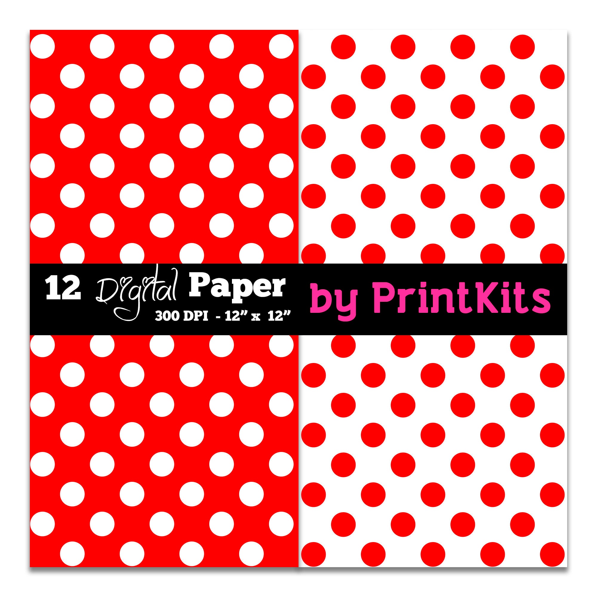 Big Polka Dots Digital Paper, Rainbow, Printable Polka Dot Paper ...