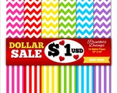 DOLLAR SALE Instant Download Chevron and Stripes Digital - Etsy