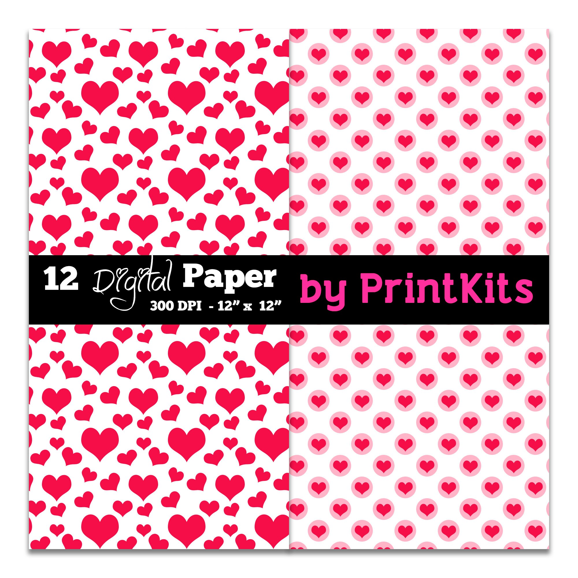 Valentine's Digital Paper Pack Valentine's Day Deco - Etsy