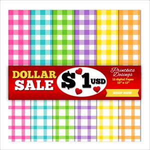 DOLLAR SALE! Instant Download - Gingham Digital Scrapbook Paper Pack ...