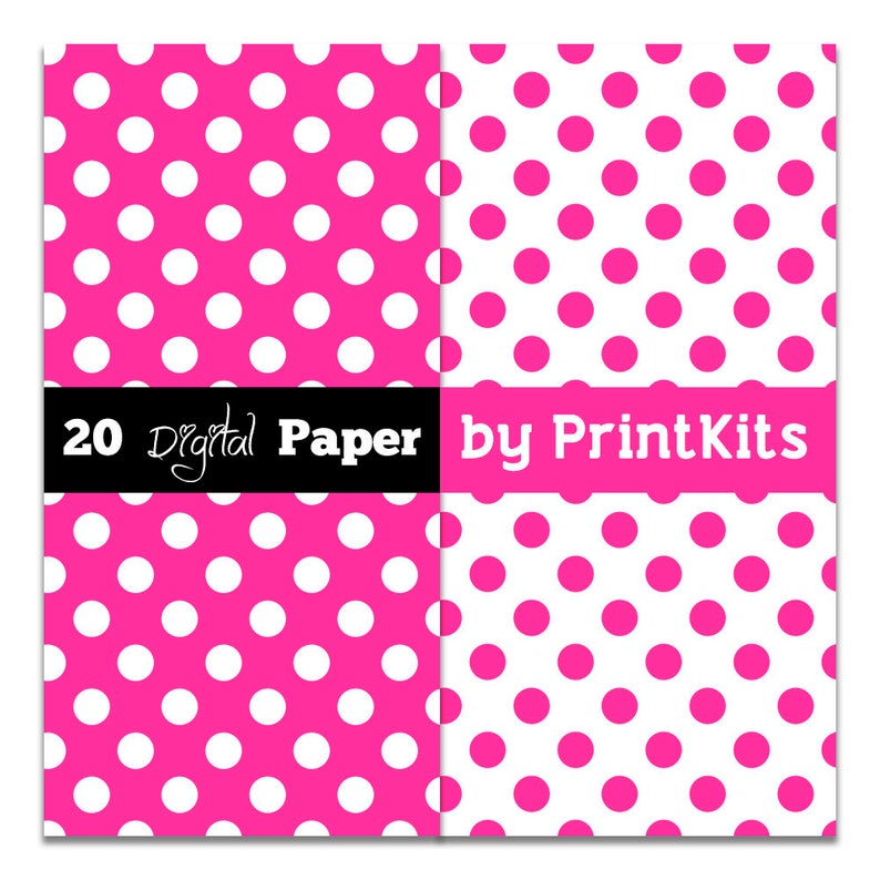 Big Polka Dot Digital Paper Printable Polka Dot Paper Basic Digital ...