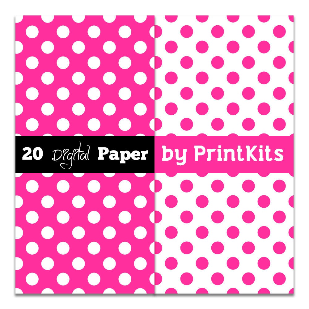 Big Polka Dot Digital Paper Printable Polka Dot Paper Basic Digital ...
