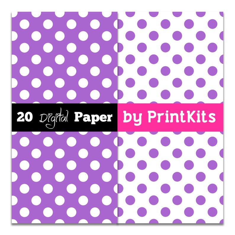 Big Polka Dot Digital Paper Printable Polka Dot Paper Basic Digital ...