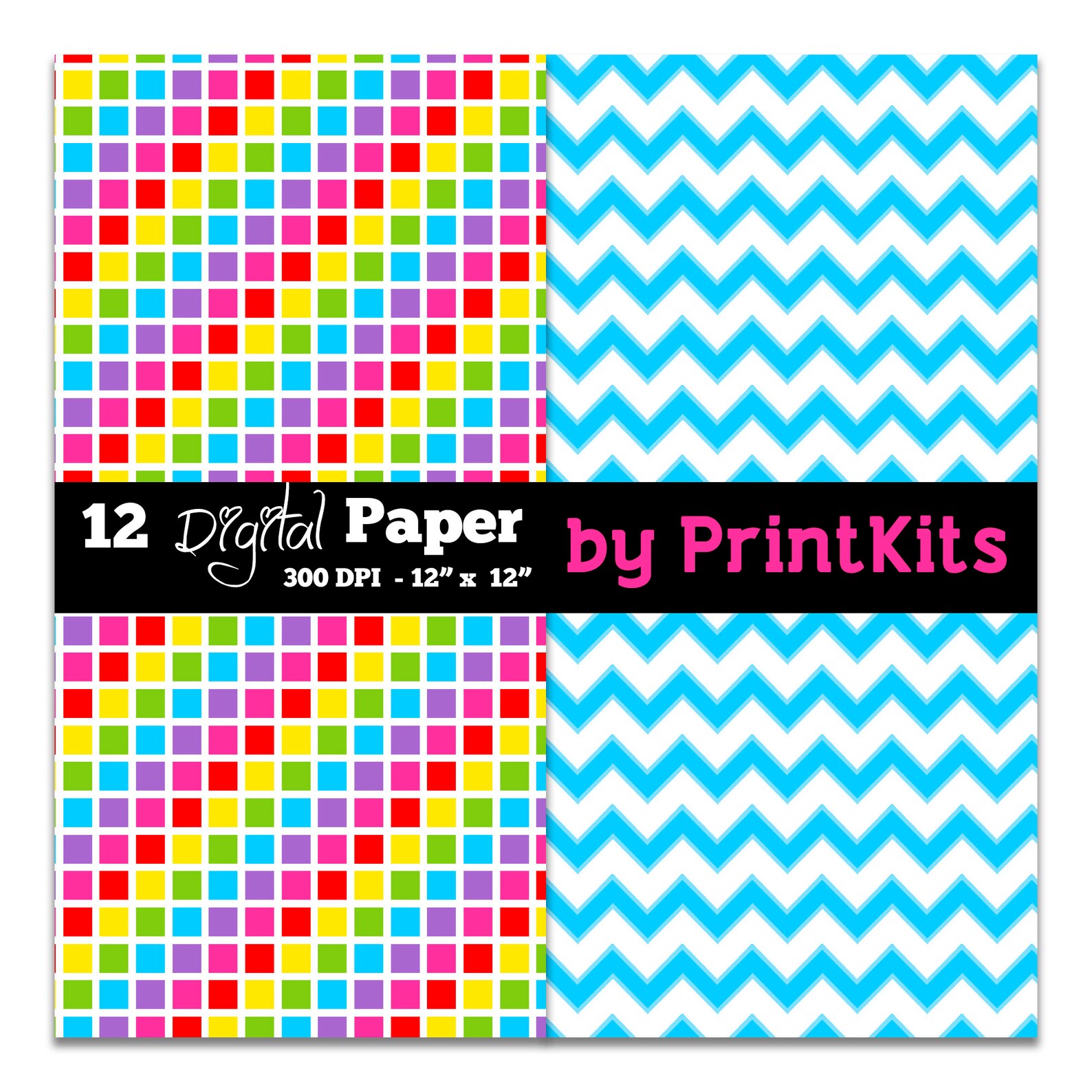 Papel Digital Multicolor Zig Zag fondos para aplicar en - Etsy España